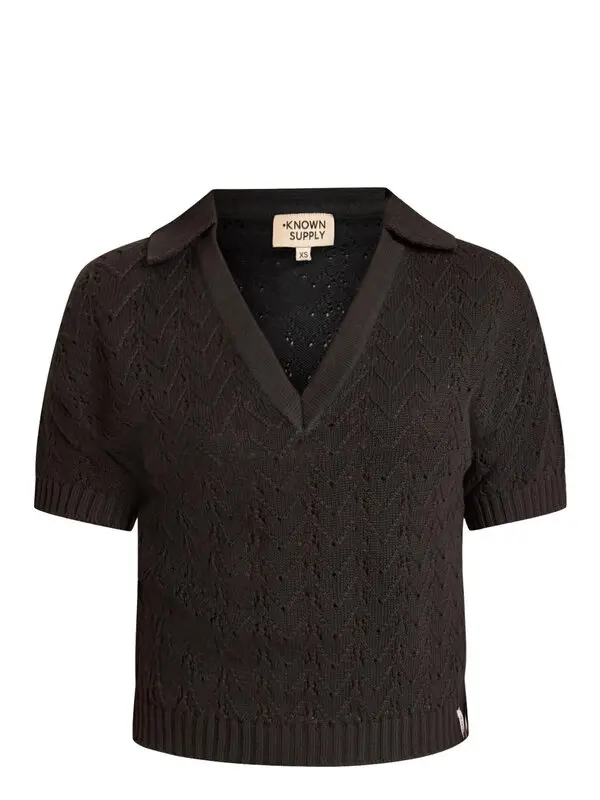 KNOWN SUPPLY Amelia Collared Sweater Top - Black