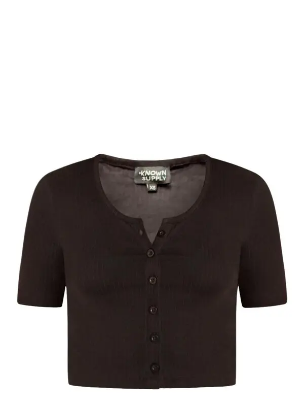 KNOWN SUPPLY Cropped Button-up Shirt - Black
