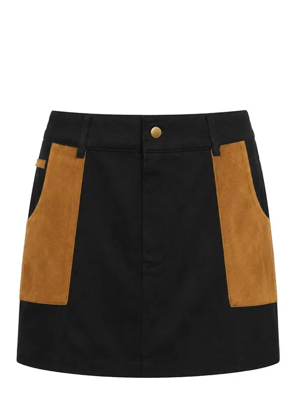 LUROQ LONDON Paneled Mini Skirt - Black/brown