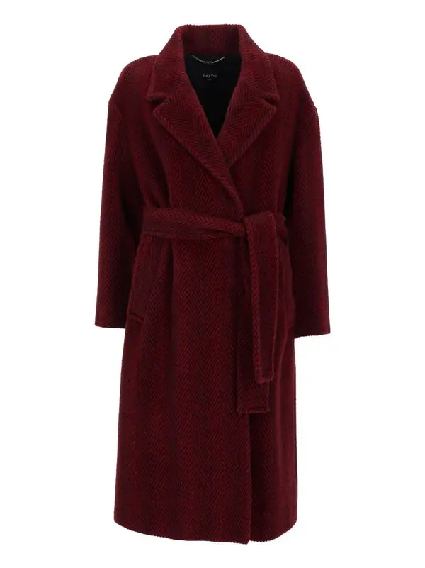 PALTO' Belted Alpaca And Wool Coat - Red