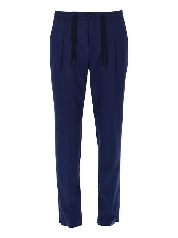 Brian Dales Wool Blend Drawstring Trousers - Blue