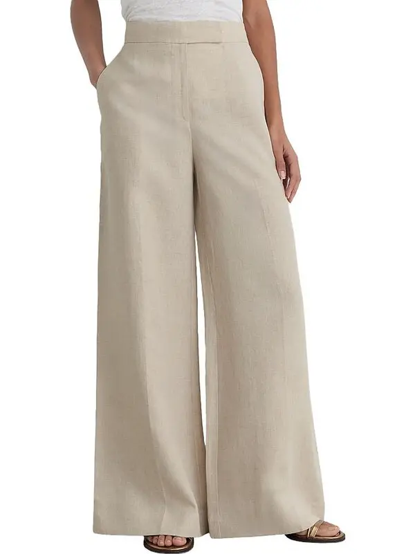 REISS Kit Linen Wide Leg Trousers - Neutral