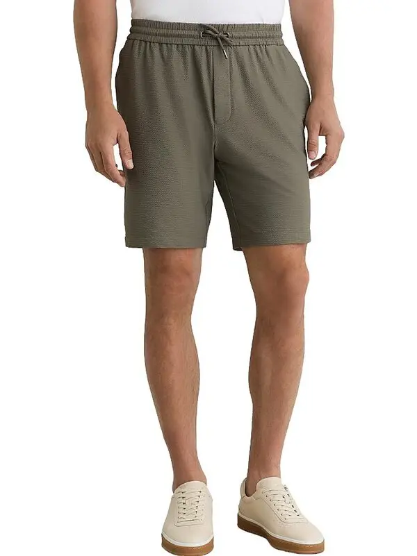 REISS Ajay Seersucker Shorts - Dark Sage