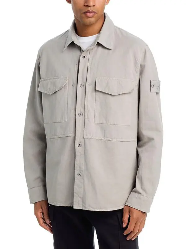 Stone Island Cotton-flax Blend Overshirt - Dust