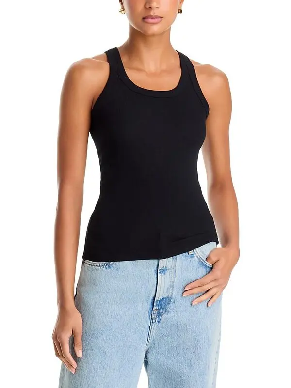 RÓHE Scoop Neck Rib Tank Top - Black