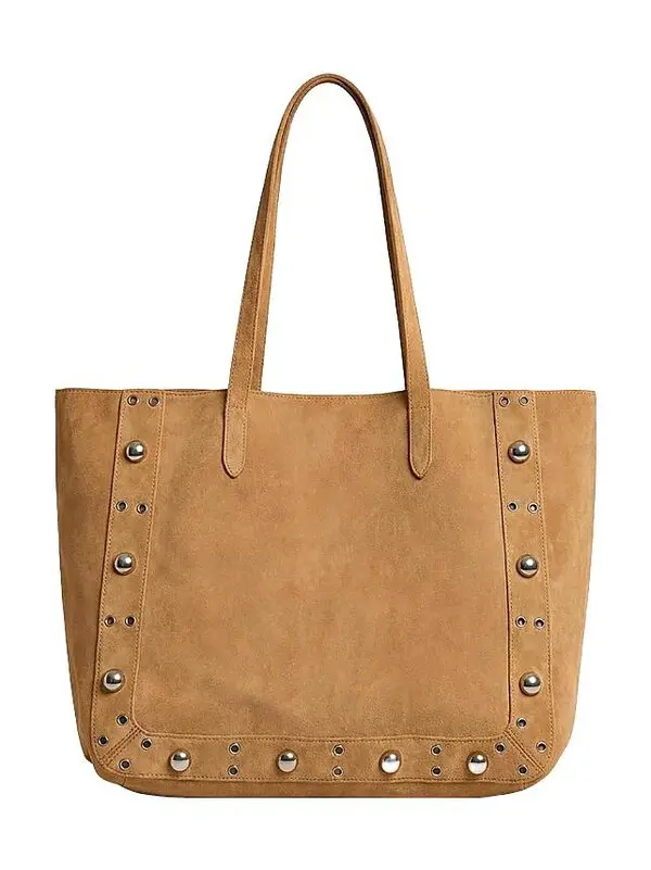 ELLE COLLECTION Suede Grommet Tote Bag - Sand