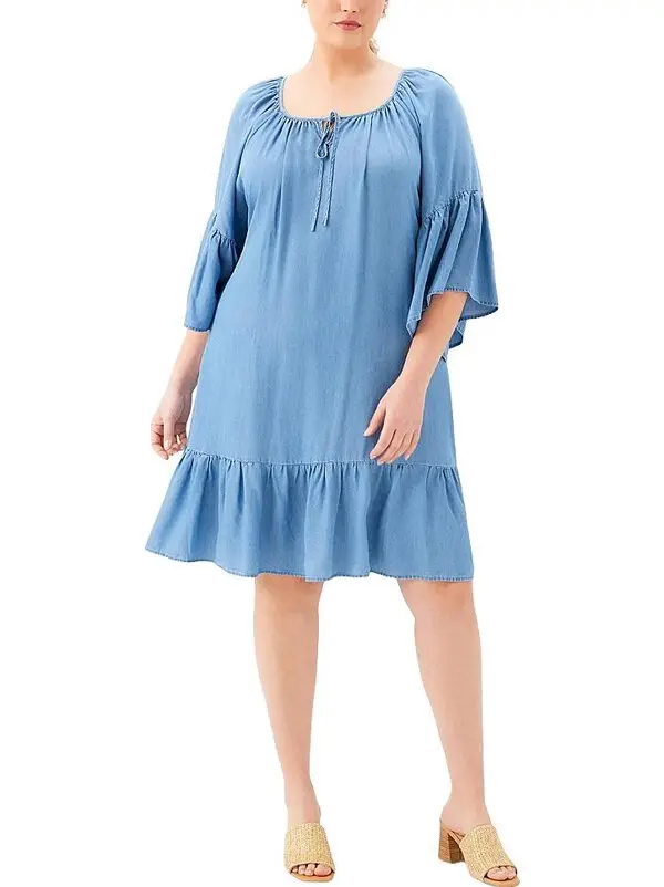Karen Kane Ruffled Hem Dress - Chambray