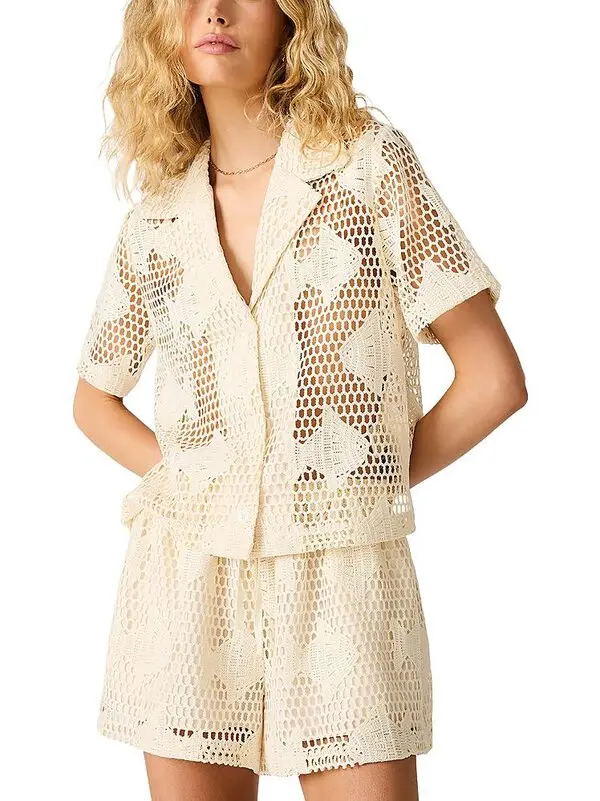 Steve Madden Sandra Crochet Lace Shirt - Ivory