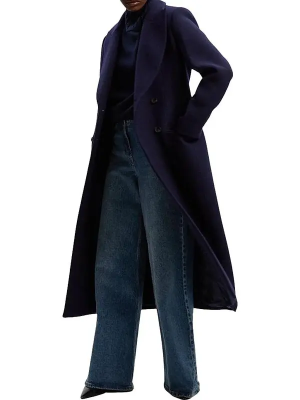 Karen Millen Double Breasted Tailored Midi Coat - Navy