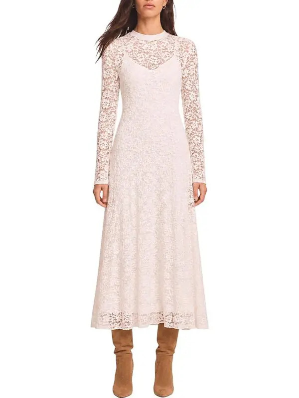Mint Velvet Lace Asymmetrical Midi Dress - Ivory