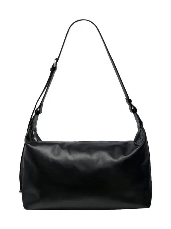 MARINE SERRE Smooth Leather Messenger Bag - Black