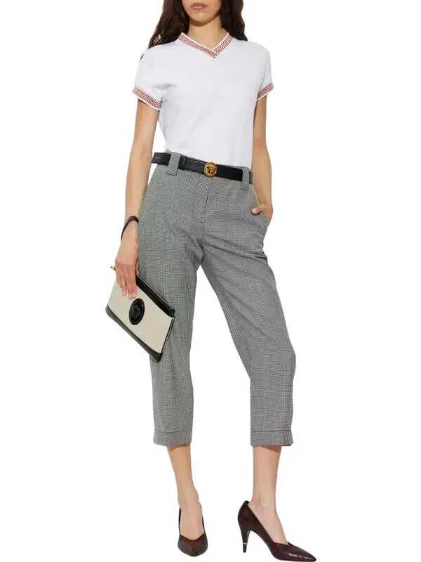 Versace Gingham Check Cropped Trousers - Black