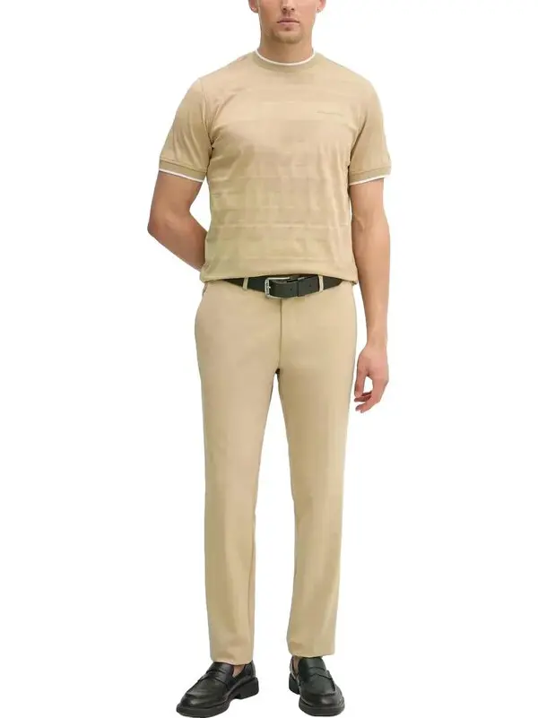Karl Lagerfeld Textured-stripe Logo-lettering T-shirt - Neutrals