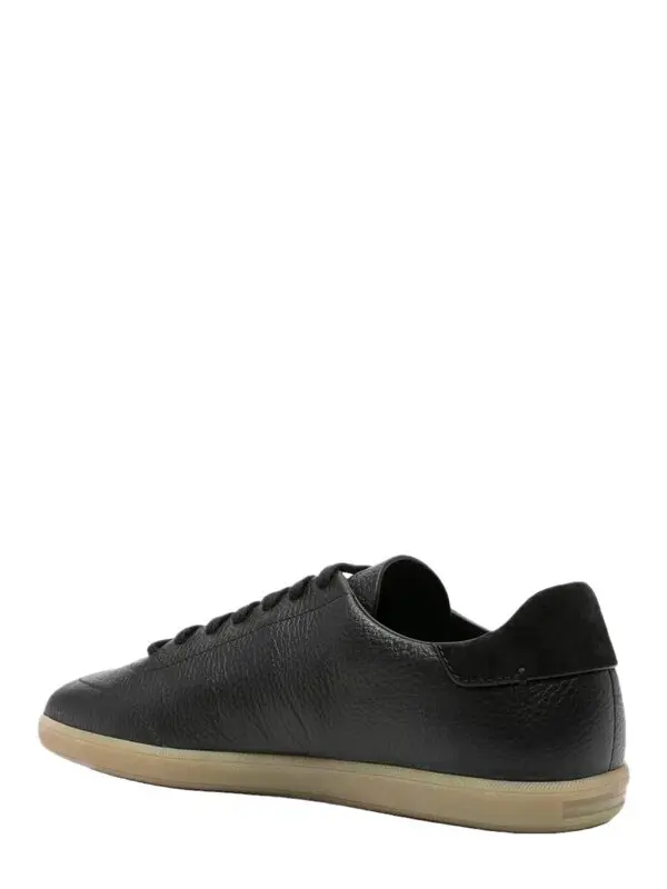 Zegna Grained Leather Lace-up Sneakers - Black
