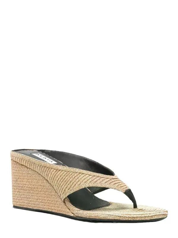 Alaïa Thong Wedge Sandals - Neutrals