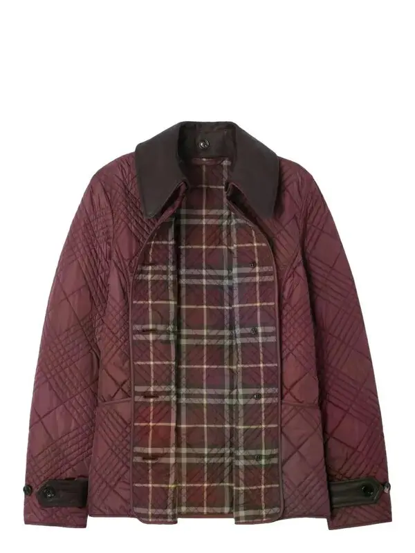 Burberry Quilted Nylon Fernleigh Jacket With Detachable Leather Collar - Red