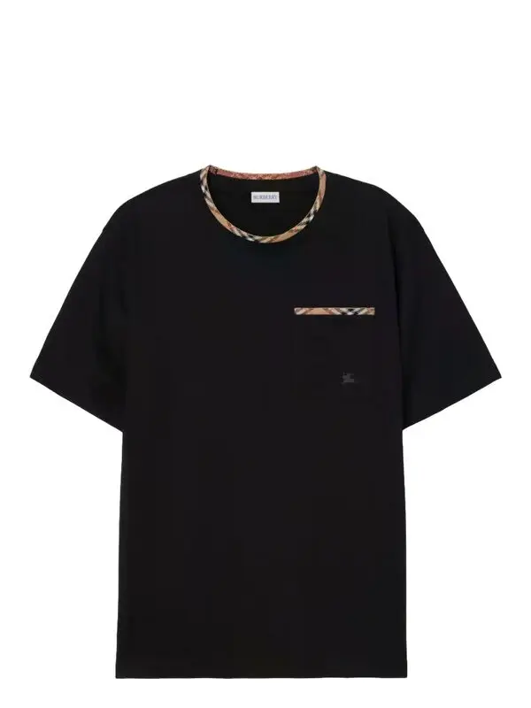 Burberry Check Trim Cotton T-shirt - Black