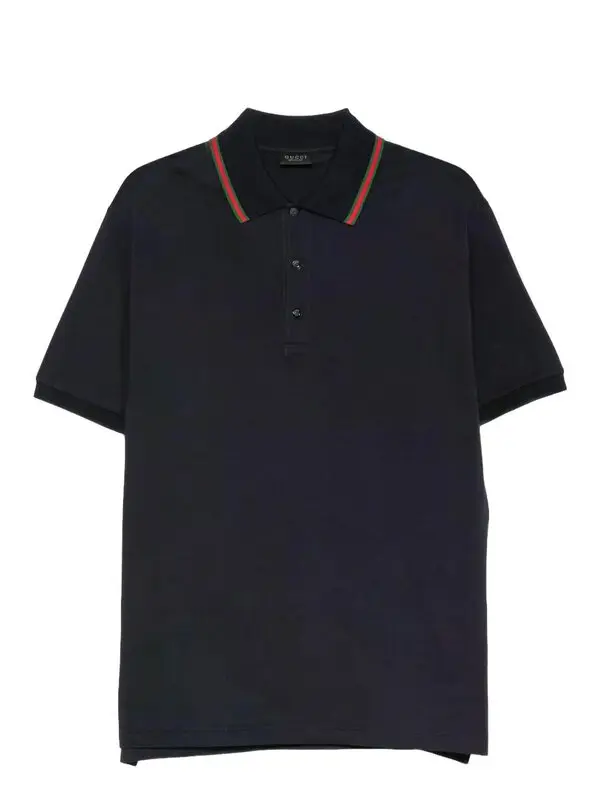 Gucci Cotton Jersey Piquet Polo Shirt - Blue