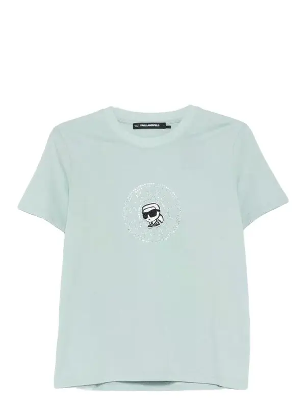 Karl Lagerfeld Cotton T-shirt With Glitter Print - Blue