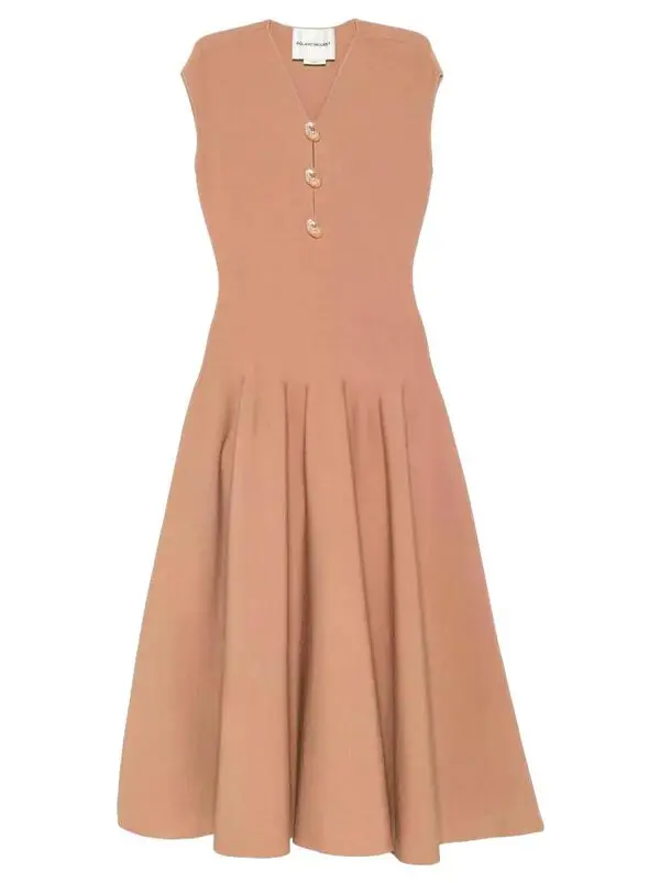 Roland Mouret Embellished Flared Midi Dress - Brown