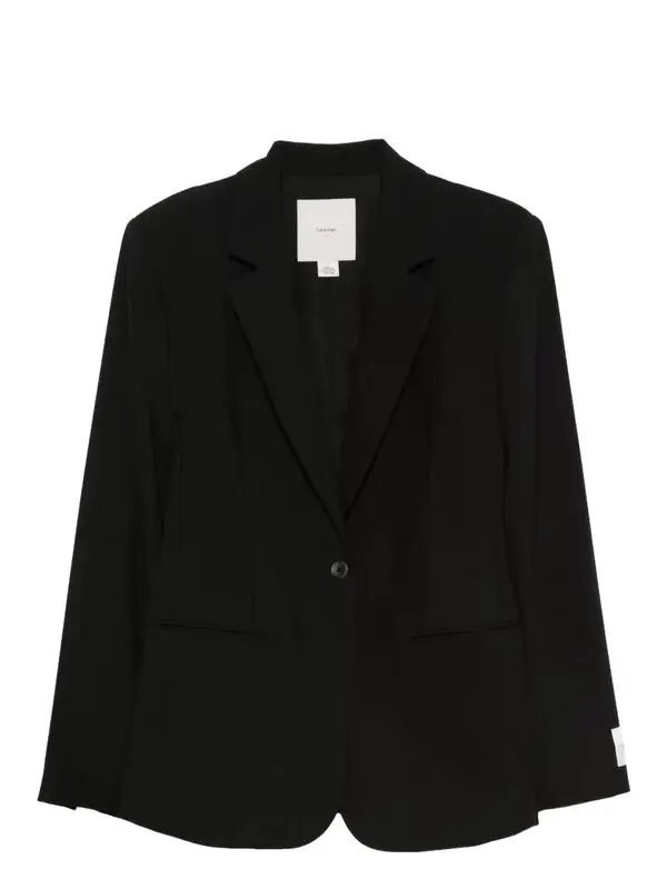 Calvin Klein Single-breasted Jacket With Logo Patch - Black