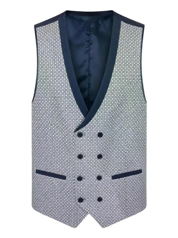 ROBERTO VINCENTI Geometric Pattern Double-breasted Waistcoat - Blue