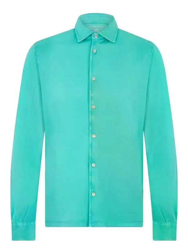 Fedeli Classic-collar Long-sleeve Shirt - Blue