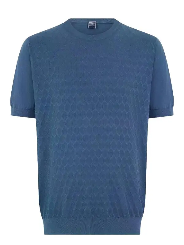 Fedeli Diamond-knit T-shirt - Blue