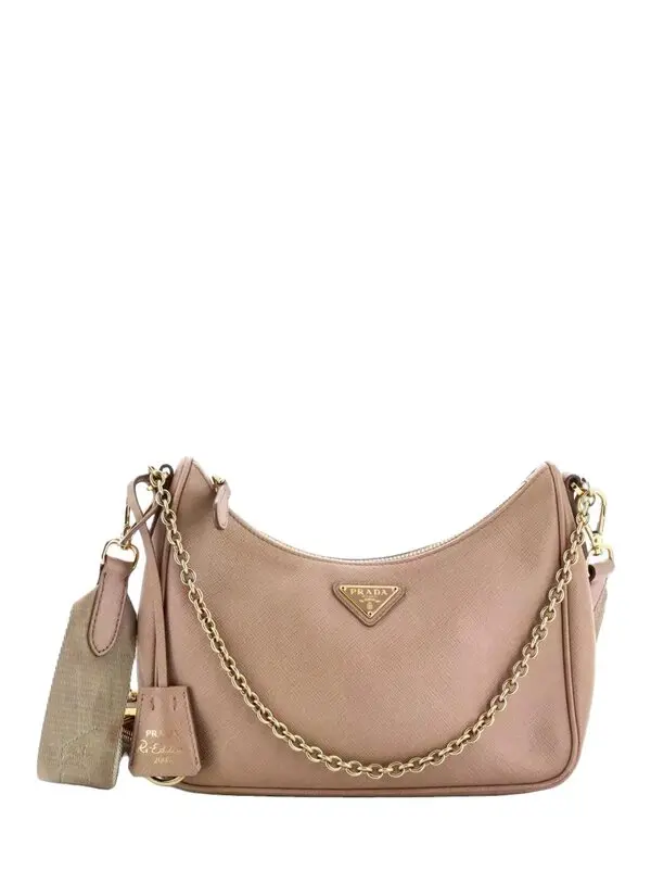 Prada Re-edition 2005 Shoulder Bag Saffiano Leather - Neutrals