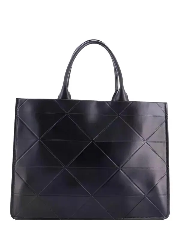 Prada Symbole Shopper Embossed Leather Tote Bag - Black