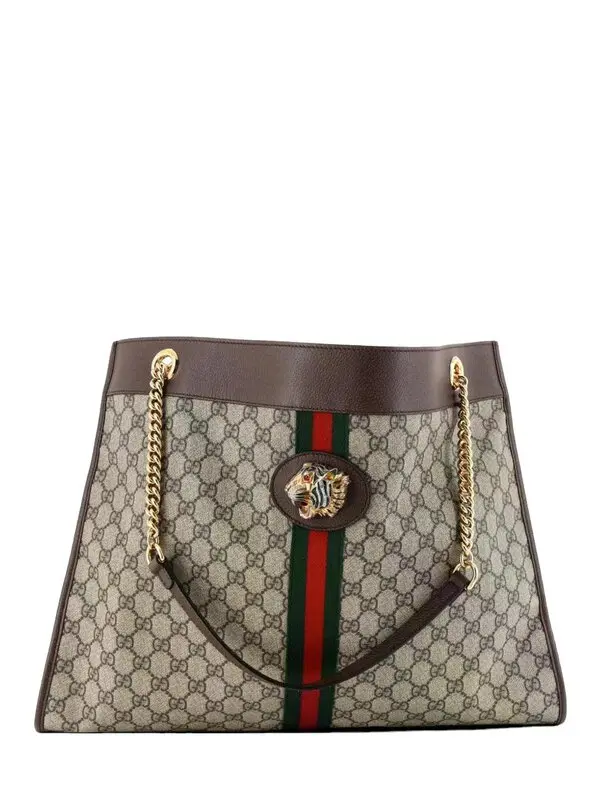 Gucci Rajah Chain Gg Coated Canvas Large Tote Bag - Brown