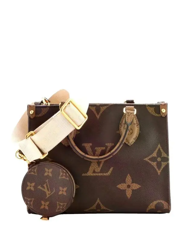 LOUIS VUITTON Onthego Pm Tote Reverse Monogram Giant Shoulder Bag - Brown