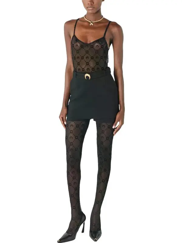 MARINE SERRE Tailored Moon Belted Mini Skort - Black