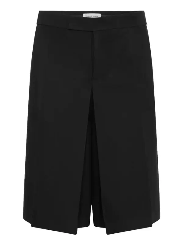 MARINE SERRE Tailored Wool Serge Bermuda Shorts With Pleats - Black