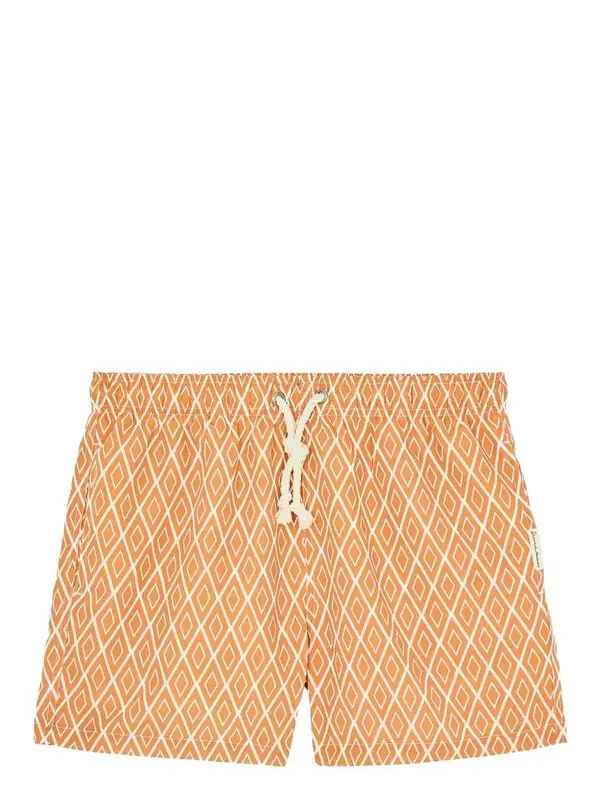 GASSA D AMANTE Praiano Geometric-print Swim Shorts - Orange