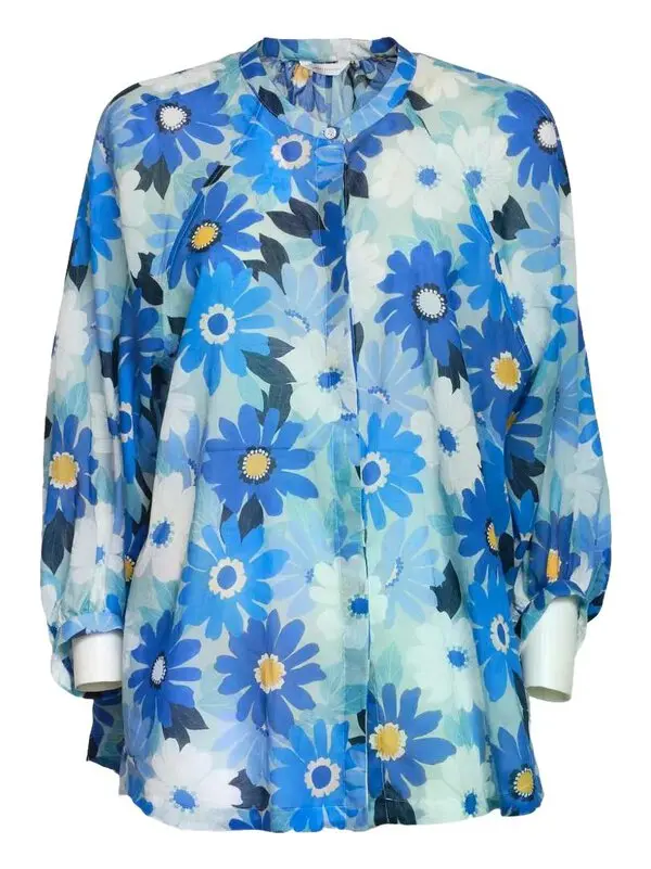 ROBERT FRIEDMAN Adryl Floral-print Puff-sleeve Shirt - Blue