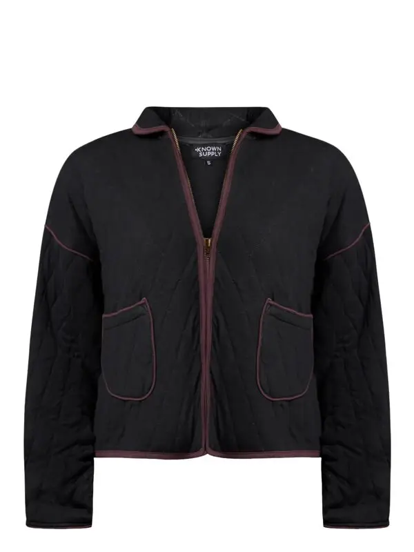 KNOWN SUPPLY Quilted Jacket With Contrast Trim - Black
