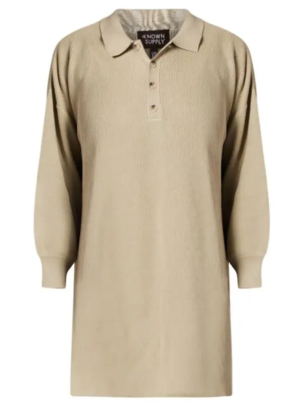 KNOWN SUPPLY Griffin Collared Button Sweater Dress - Green