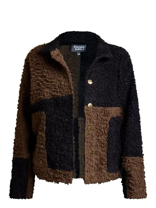 KNOWN SUPPLY Colorblock Sherpa Jacket - Black