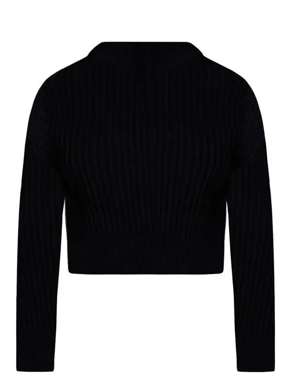 KNOWN SUPPLY Cropped Ribbed Sweater - Black