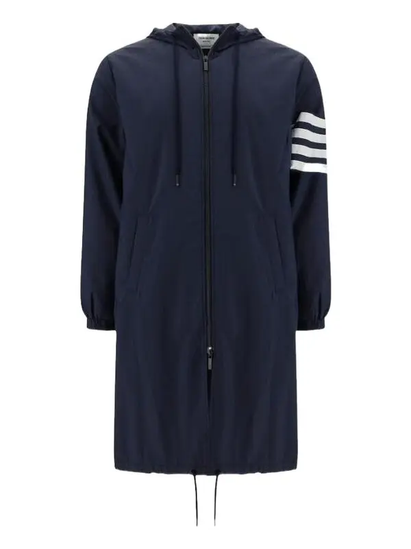 Thom Browne 4-bar Long Hooded Parka - Navy Blue