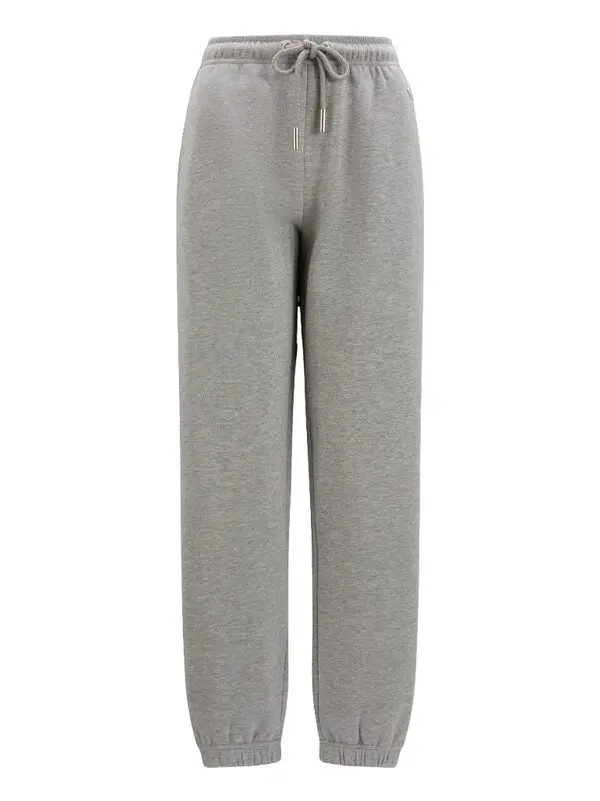 Moncler Straight Leg Drawstring Trousers With Rhinestone Logo - Grey