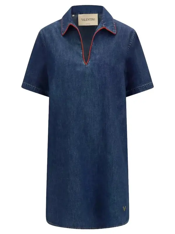 Valentino Garavani Vlogo Signature Short-sleeve Mini Dress - Blue