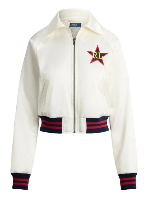 Ralph Lauren Long-sleeved Zip-up Jacket With Star Detail - White Sand