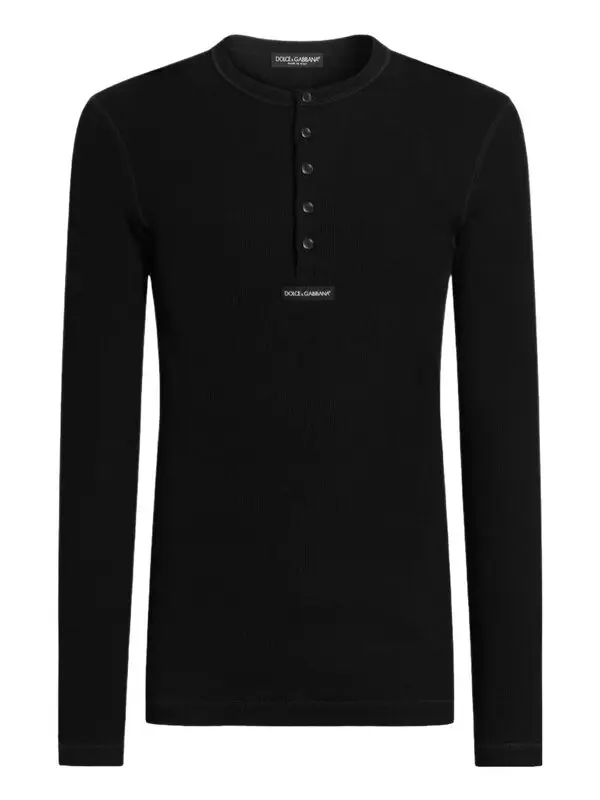 Dolce & Gabbana Serafino Jersey T-shirt With Logo - Black