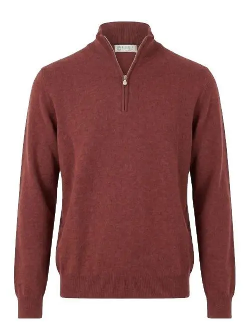 Brunello Cucinelli Half-zip Cashmere Sweater - Red