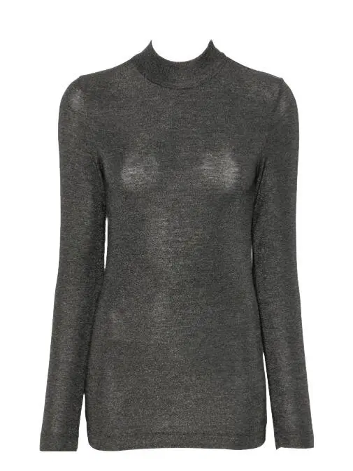 Brunello Cucinelli High Neck Metallic-effect Sweater - Black