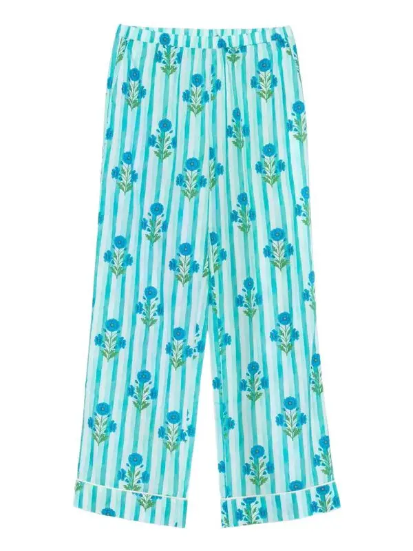 MC2 SAINT BARTH Inessa Floral-print Striped Trousers - Blue
