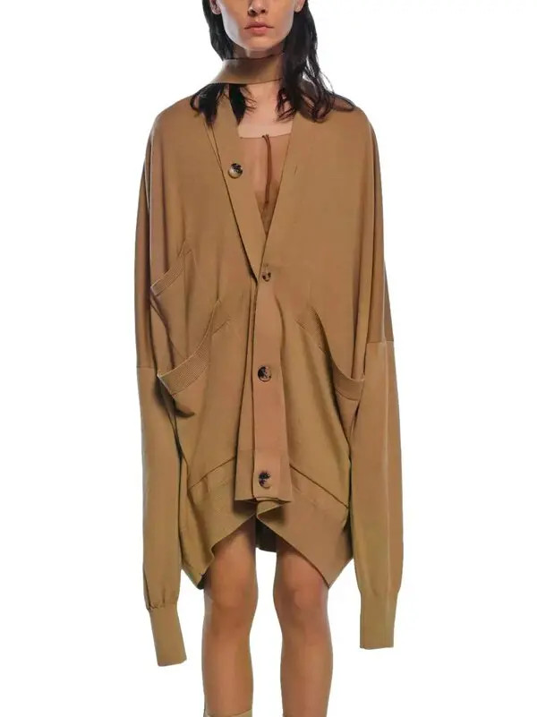 ROT Oversized V-neck Cardigan - Neutrals
