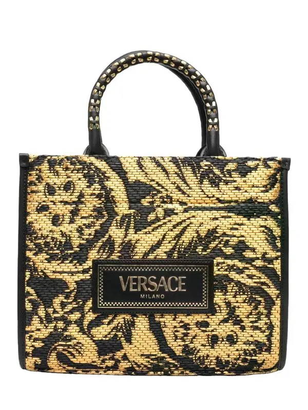 Versace Barocco Athena Raffia Tote Bag - Gold